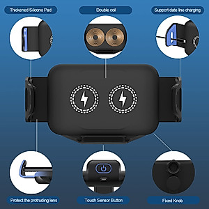 Wireless Car Charger Mount, 15W Dual Coils Fast Charging Car Phone Holder for Air Vent & Dashboard, Compatible with Galaxy Z Fold 4/3/2/Z Flip 4/3/iPhone 14/13/12/11/X/8 Series/Samsung S23 Ultra