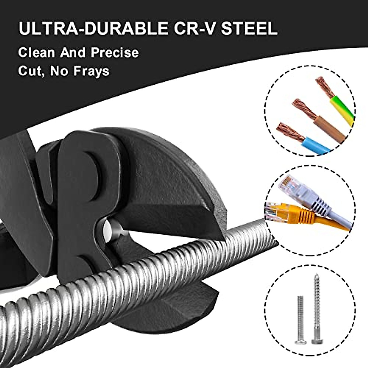 Outivity 8" Cutting Pliers Wire Cutter Steel Cable Cuts Copper Wire, Rope Spring Wire Multi-Function Hand Tool For Electricians,Homes