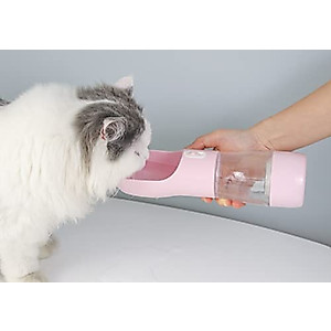 madeking Dog Water Bottle Portable Pet Water Bottle Leak Proof Dog Water Dispenser and Food, Lightweight Dog Travel Water Bottle Bowl for Walking and Trave (Pink)