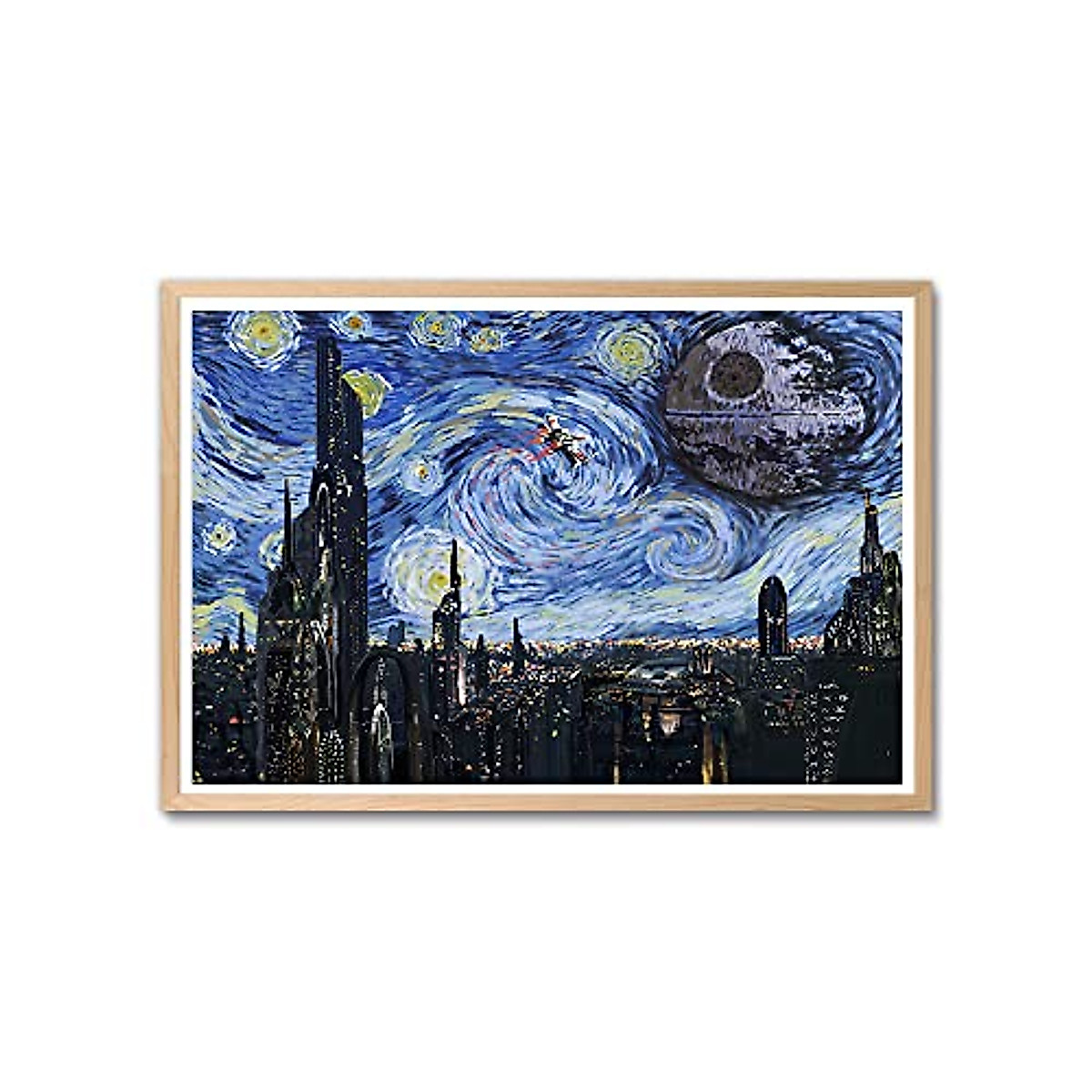 KEEITY Starry Night With Star Wars Poster Star Wars TV Wall Art Home Decor Canvas Wall Art for Teens Boys Girls Bedroom Decor 12X18 inch Unframed