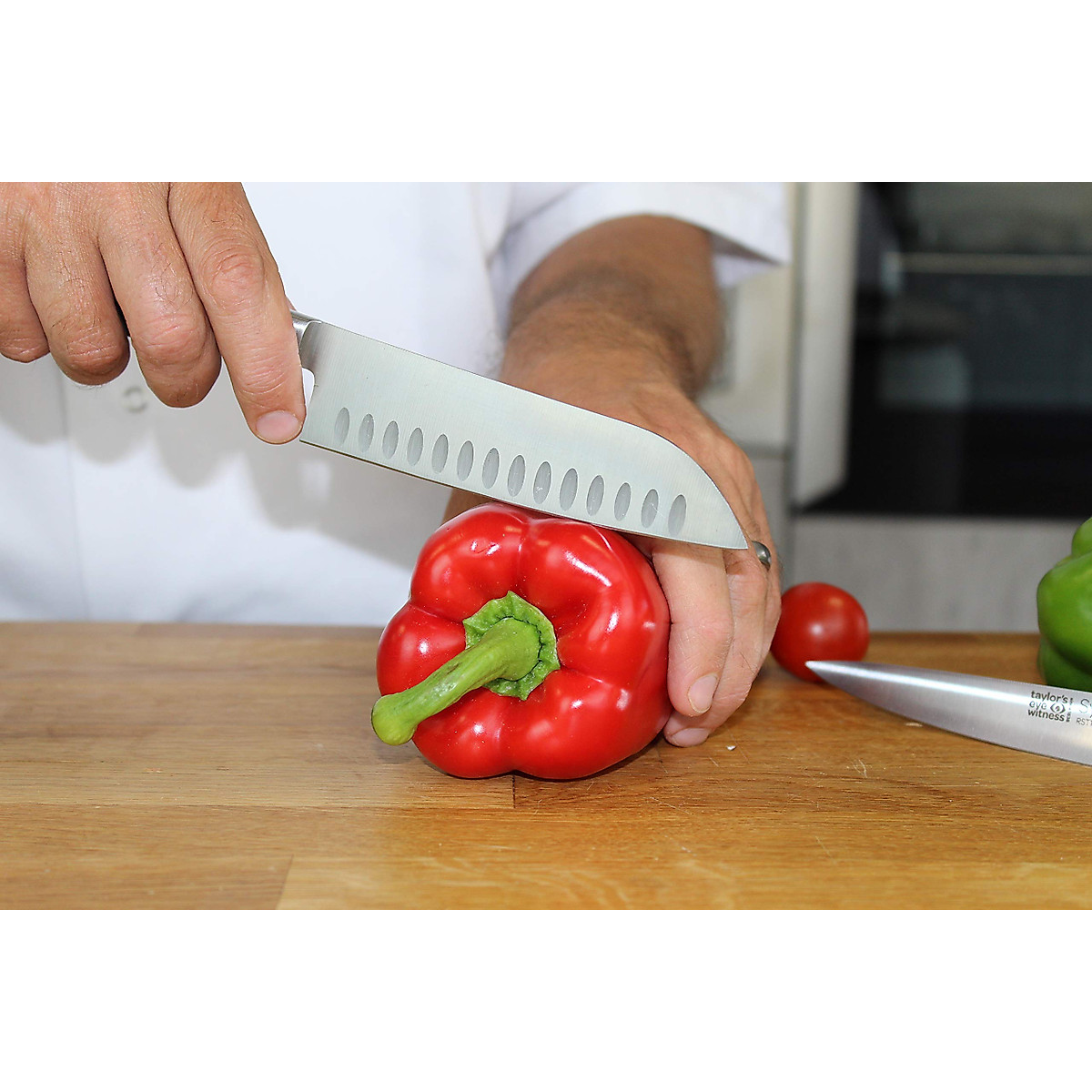 Taylors Eye Witness Syracuse Asian Kitchen Knife Set - Chefs Santoku 13cm/5” & Cooks All Purpose 13cm/5” Cutting Edge, Multi Use. Ultra Fine, Razor Sharp Blade. Soft Textured Grip Matte Black Handle.