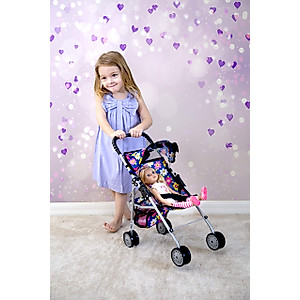 fash n kolor® - Doll Stroller My First Baby Doll Strollers Toy - Flower Design with Basket in The Bottom- Doll Accessories 2 Free Magic Bottles Included - New Year Gift, Boys, Girls