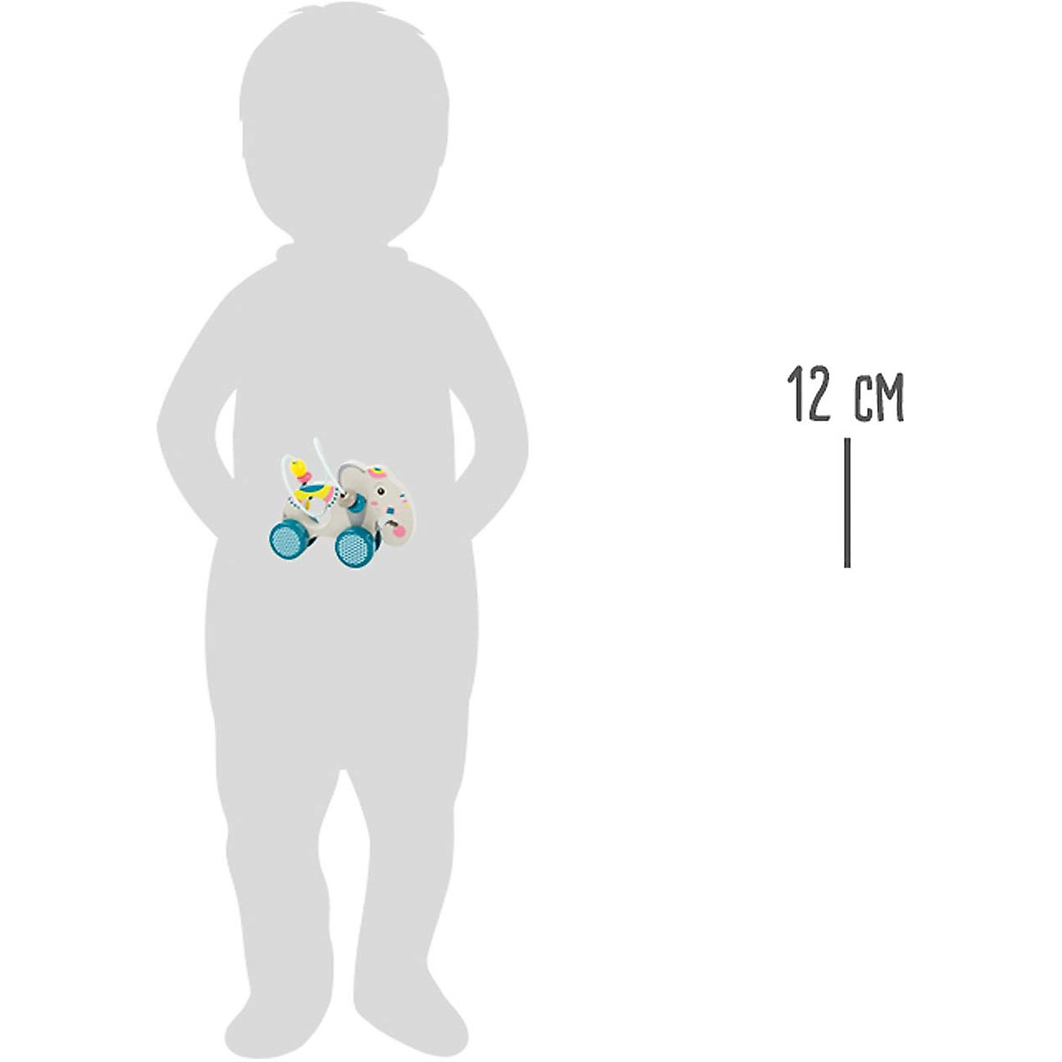 Small Foot Wooden Toys Push-Along Elephant with an Activity Loop & Beads Designed For Children 12+ Months