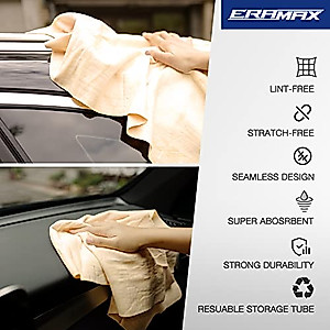 Eramax Super Value 4 Pack Professional Shammy Towel for Car (2XL and 2 Mini Chamois Cloth for Car Drying) Super Absorbent Car Drying Towel, Car Chamois and Boat Towel