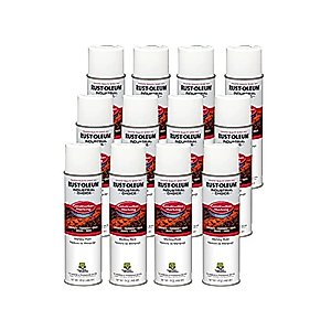 Rust-Oleum 264692-12PK Industrial Choice M1400 System Water-Based Construction Marking Paint, 17 oz, White, 12 Pack