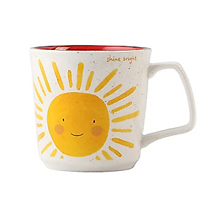 TREEWOO Coffee Mug Latte Milk Tea Ceramic Cup with Sun Rainbow Cute Bright Watercolor Pattern 350ML Weather Mugs Christmas Birthday Anniversary Thanksgiving Gift