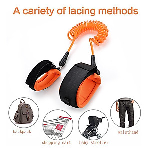 Locisne Anti Lost Wrist Link[2 Pack], Child Leash Toddler Safety Harness for Outdoor Activities, 5.9ft (Blue+Orange)