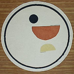 Casavani Hand Block Printed Cotton Dhurrie Moroccan Tassel Rug Round Area Rug Easy Care Washable Rugs for Doormat Entryway Living Room Bedroom Hallway Balcony 8x8 Feet Square