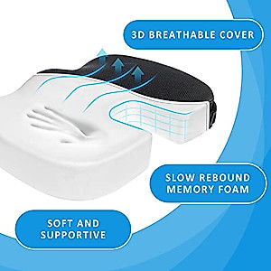 Dreamer Car Seat Cushions for Office Chairs/Sciatica Pain Relief Pillow - Memory Foam Office Chair Cushions/Desk Chair Cushion/Computer Chair Cushion for Tailbone Pain Relief