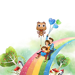 HORUIUS Ant Balloon Ant Foil Mylar Balloons for Baby Shower Kids' Boys Garden Insect Animals Theme Birthday Party Supplies Decorations 32 inch 5PCS