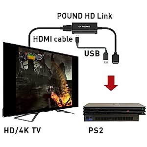 POUND HDMI HD Link Cable - Compatible with PS1 and PS2 - HDMI Cable with RGB Display, 720p Resolution, Plus Micro USB Cable for Power
