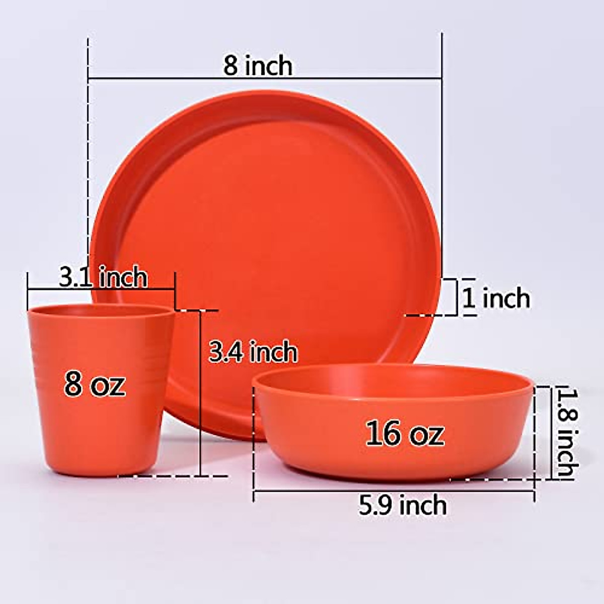 Kids Plates Bowls and Cups Sets Wheat Straw Small Bowl Sets Unbreakable Microwave Dishwasher Safe Dinnerware Sets for Rice,Soup ,Pasta，Corn Flake ，Snacks，Side Dishes[Set of 18]