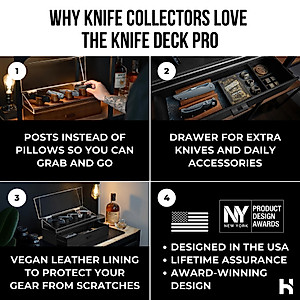 Pocket Knife Display Case EDC Case – Pocket Knife Storage Case and Knife Display Stand – Pocket Knife Case and Pocket Knife Organizer – Knife Cases For Collections - Gift For Men Husband Dad - Walnut