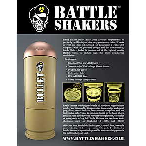 Battle Shakers Bullet Shaker Cup | Military Themed Shaker Bottle | Leak-Proof Protein Cup with Storage Compartment | Mix Protein Powders & More | Durable & Dishwasher Safe | 20 Oz