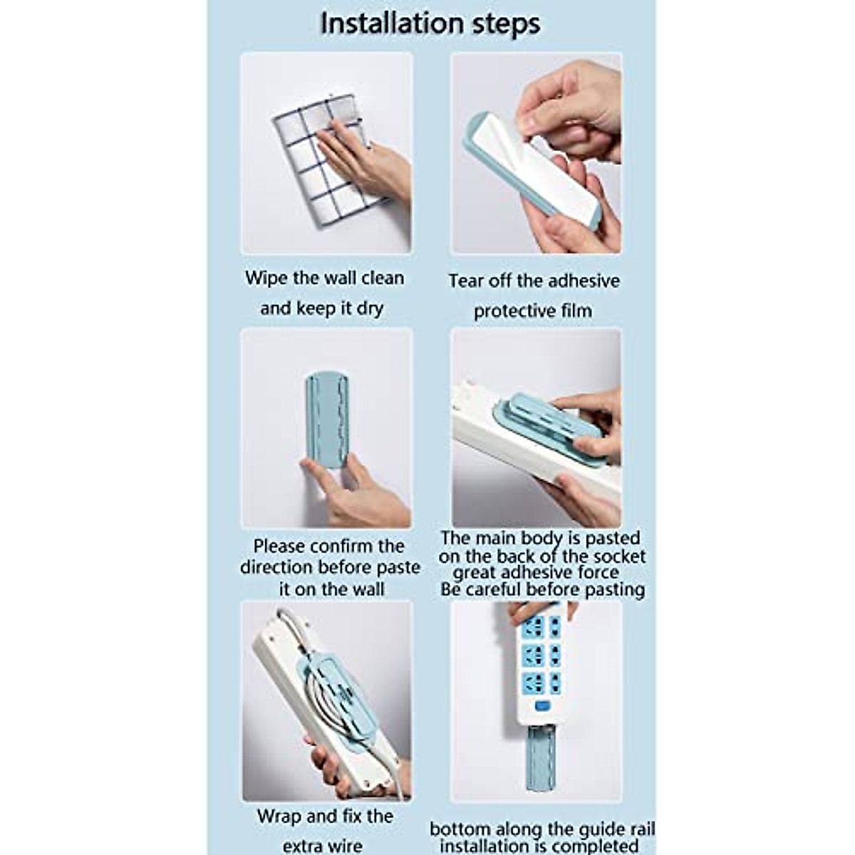 Jasni Self-Adhesive Desktop Socket Fixer Cable Organizer Wall Hanging Power Strip Holder Fixator Plug-in Removable Wall-Mounted Fixer 36 pcs Cable Clips Wire Holder Cord Management (White)