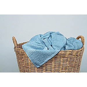 Brooklyn Linen 100% Cotton Bath Towels Set for Bathroom, 24x48 in Bath Towels 6 Pack, Large Hand Towels, Soft Absorbent, Premium Quality Aqua Blue Bath Towels