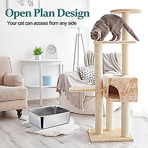 3 Packs Stainless Steel Litter Box, Extra Large Cat Litter Box, Metal Litter Pan with High Sides, Never Absorbs Odor, Non Stick Smooth Surface, Easy to Clean for Cat Bunny(23.6 x 15.7 x 7.9'')