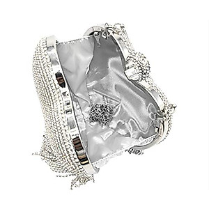 WANLIAN Women Luxury Cute Heart Shape Tassel Evening Clutch Bag Rhinestones Wedding Party Purse Handbag Evening Bags