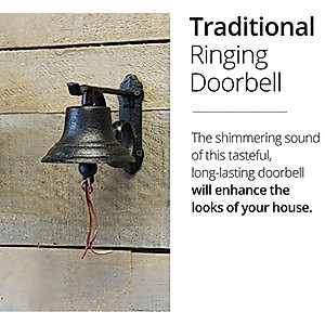 NACH JS-90-091 Classic Fine Cast Iron Rustic Hanging Doorbell, 8.5 x 5 x 6.5 Inches, Small, Black