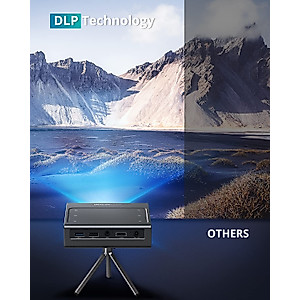 Mini Projector DLP - 5G WiFi Portable Pocket Projector with Tripod 1080P Movie Projector 150 ANSI Lumen, Built-in Android 7.1OS System