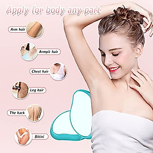 Crystal Hair Eraser for Women and Men, Magic Back Arms Legs, Reusable Remover Painless Exfoliation Removal Tool, fast easy BLUE 1 count