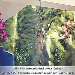 Wind Chimes - Hummingbird Wind Chimes for Outside Deep Tone 34 inches 5 Aluminum Tubes, Birthday Anniversary Hummingbird Gifts for Mom, Grandma, Daughter, Decoration for Home, Garden, Patio, Backyard
