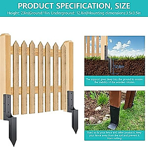 Fence Post Repair Stakes, Heavy Duty Steel Fence Post Anchor Ground Spike, for Repair Broken Wood Fence Post（2 Pack - 23.8in）