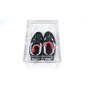 Proof Culture | Premium Shoe Storage Box, Clear Plastic Stackable Shoe Organizer for Closet, Space Saving Foldable Shoe Sneaker Containers Bins Holders (Large)
