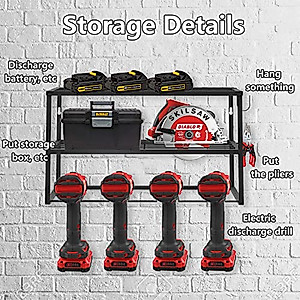 Dosker Tool Organizer Fathers Day Gifts Wall Shelf Mounted Garage Storage Rack 3 Layers Heavy Duty Metal Drill Holder Utility Storage Rack Garage, Workshop and Warehouse for Men Dad Gifts 1PC