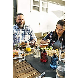 TIKI, Brand Molded Glass, Decorative Table Top Torch for Outdoor Lawn, Patio, and Garden White & Blue (Set of 3), 1117213, Red, White and Blue