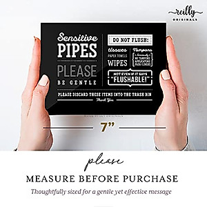 5x7 Inch Sensitive Pipes Designer Bathroom Sign ~ Ready to Stick, Lean or Frame ~ Premium Acrylic Plexiglass, Durable (Black)