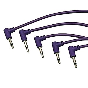 Starving Students Music Supplies Luigis Modular M-PAR Right Angled Eurorack Patch Cables - Package of 5 Purple Cables, 4" (10 cm)