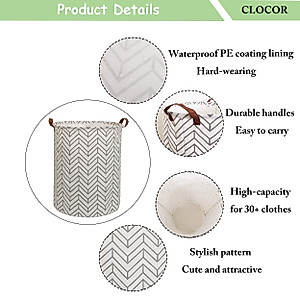 CLOCOR Large Round Storage Bin,Collapsible Storage Baskets, Dirty Laundry Hamper Baskets for Baby Boys and Girls, Office, Bedroom, Toys Nursery Kids Clothes Gift Basket (Grey geometry)