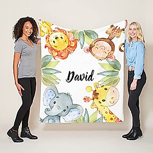 Personalized Baby Blankets with Name Custom Baby Blanket for Girls Boys Customized Animal Swaddle Baby Blanket Personalized Gifts for Baby Child Baby Shower for Newborn 50x60