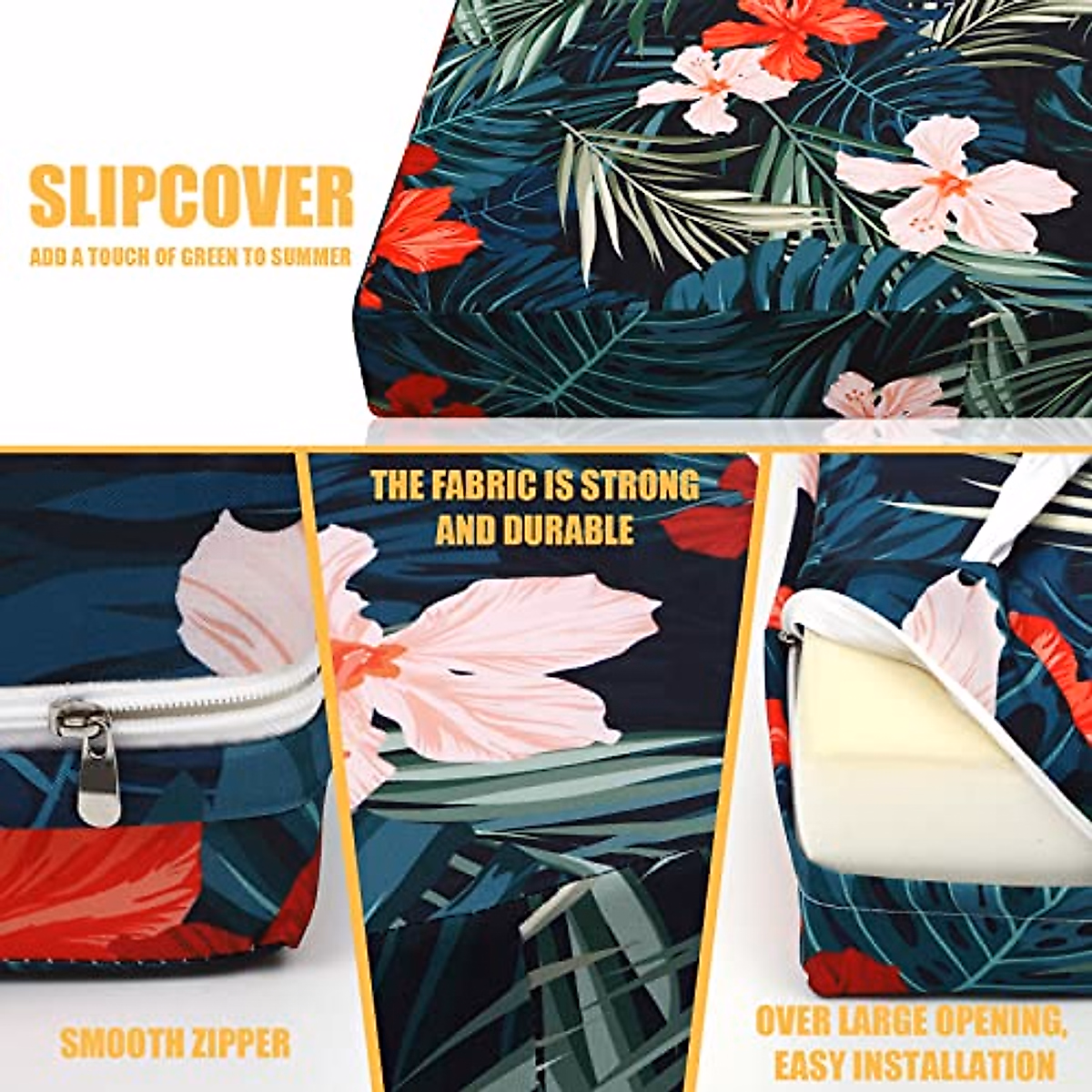 Panelee 6 Pcs Patio Cushion Covers Square Chair Seat Cushion Slip Covers Waterproof Outdoor Cushion Covers Replacement Water Repellent Slipcover with Ties for Sofa Furniture Bench (20 x 20 x 4 Inch)