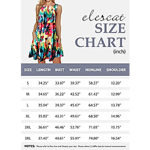 Beach Dresses for Women Summer Tshirt Floral Sundress Sleeveless Pockets Casual Loose Tank Dress(S2-COL,L) Multicolor