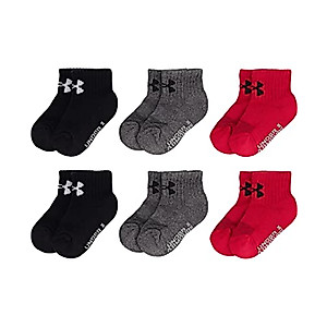 Under Armour boys Multi Pack Quarter Sock, Red, 2-4T US