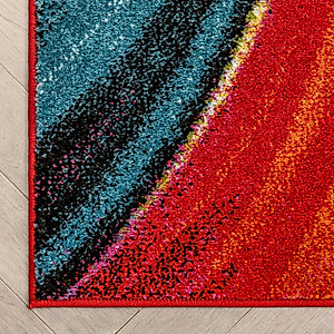 Treehouse Bohemian Patchwork Multi Pink Red Yellow Blue Orange Green Black Oriental Damask (5'3" x 7'3") Area Rug Thick Soft Plush Shed Free Easy Clean Stain Resistant