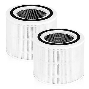 Core 300 Replacement Filter Fit for Levoit Air Purifier, Compared to Core 300-RF, 3-IN-1 H13 True HEPA Filter Activated Carbon Filter, 2 Pack, White