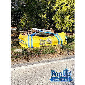 Pop Up Dumpster Bag - Yellow Flexible Dumpster Bag 3 cubic yards and holds up to 3,500 lbs, Waste Bag Heavy Duty