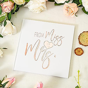 Calculs Rose Gold Bachelorette Party Sign in Book Bridal Shower Guest Book 'from miss to mrs' Picture Book Polaroid Blank Pages for Instant Film 8.5” Square White Cover Rose Gold Foil Stamping