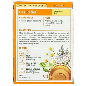 Traditional Medicinals Organic Gas Relief Chamomile Mint Herbal Tea, Relieves Gas & Bloating, (Pack of 1) - 16 Tea Bags