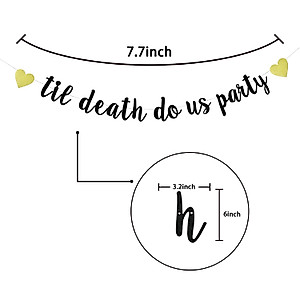 Black Glitter Til Death Do Us Party Banner - Wedding, Engagement, Vow Renewal, Bachelorette Party Decorations Supplies