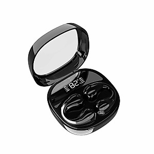 Clip-On Open Ear Headphones, Wireless Earbuds Bluetooth 5.3, Clip Earbuds with Digital Display Charging Case 80 Hours Playtime, IPX5 Waterproof Sports Earbuds for Cycling Running Work, Black