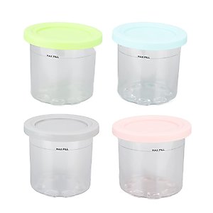 Dweekiy Ice Cream Cans, 4Pcs Plastic Ice Cream Pints Containers Replacement for NC299AMZ NC300s Series Creami Ice Cream Makers