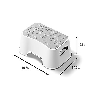 UNCLE WU Kids Step Stool - Lightweight and Easy to Clean - Bathroom Safety Bottom as Potty Training Stool - Slip-Resistant Surface1 Step Stool for Kids/Adult (Gray White)