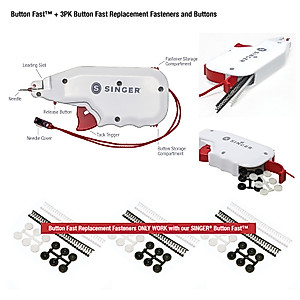 SINGER Button Fast™ Replacement Fasteners and Buttons Bundle - Quick Fix Temporary Solution for Missing Buttons and Clothing Repairs
