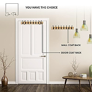 Chez Pao Coat Rack Wall Mount (2 Pack) Bamboo Coat Hangers for Wall with 8 Hooks - Wall Mounted Coat Rack - Wall Coat Rack - Coat Hanger Wall Mount