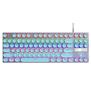 Mechanical Gaming Keyboard, 87 Keys 26 RGB Backlit USB Wired Keyboard Waterproof with Blue Switches for Win Me, for Win2000, for Win Xp, for Vista, for Win7, for Win8, for(Blue Electroplating Punk)