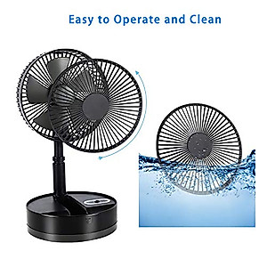 Upgraded Oscillating Fan Height Adjustable Folding and Portable Fan Rechargeable Battery Operated Fan with 4 Speeds Strong Wind for Home Office Travel, Camping, Battery Powered Fan 10800mAh(8.5-33.5h)